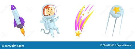 Astronaut Outer Space Object And Attribute Vector Set Cartoondealer