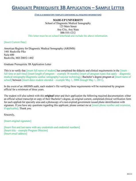 Fillable Online Graduate Prerequisite 3b Application Sample Letter Fax