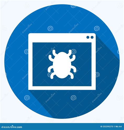 Web Crawler Icon In Trendy Long Shadow Style Isolated On Soft Blue