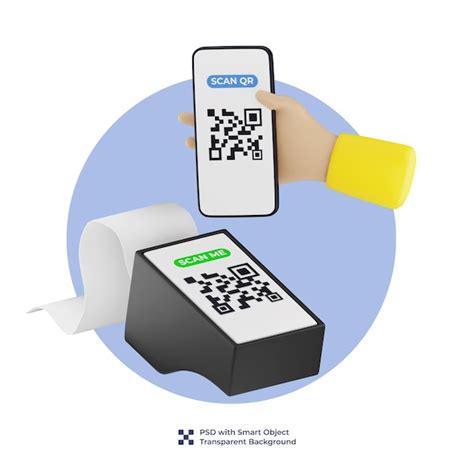 Qr 코드를 스캔하여 휴대전화를 들고 있는 손의 3d 그림 프리미엄 Psd 파일