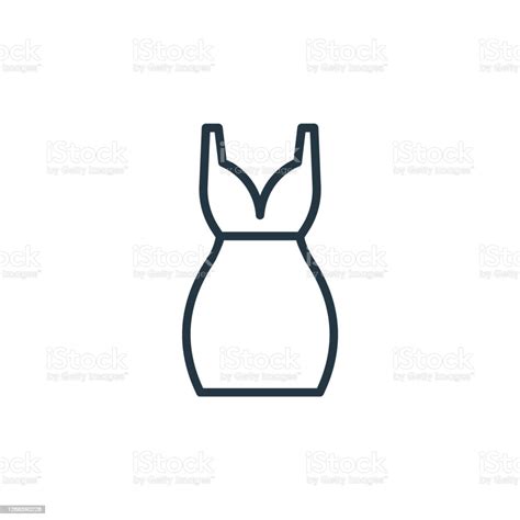 흰색 배경에 격리 된 짧은 드레스 벡터 아이콘 개요 웹 사이트 디자인 및 모바일 응용 프로그램 개발을위한 얇은 라인 짧은 드레스 아이콘 얇은 라인 짧은 드레스 윤곽선 아이콘