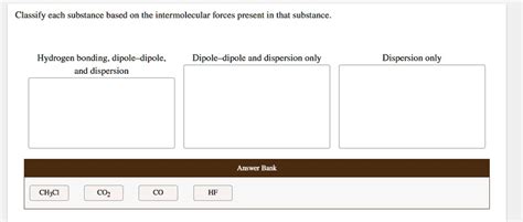 SOLVED Classify Each Substance Based On The Intermolecular Forces