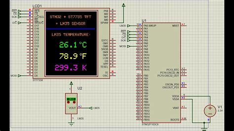 Stm32 With St7735 Tft And Lm35 Analog Temperature Sensor Youtube