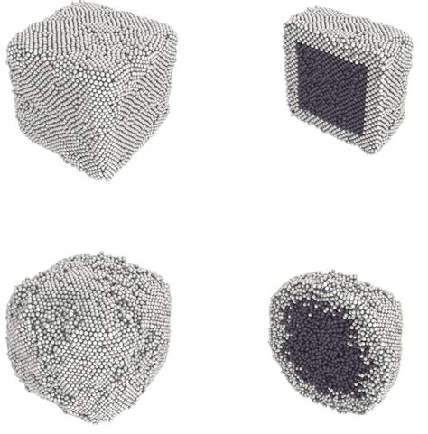 Atomistic Configurations Of The Core Shell Pdpt Nanocube At 1500 K And