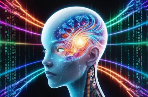 A Futuristic Androgynous Head With Glowing Translucent Skin Reveals Intricate Neural Patterns