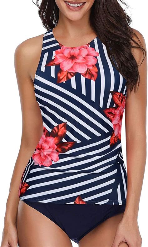 Hyhy Damen Badeanzug 2 Teilig Damen Tankini Badebekleidung Zweiteilig