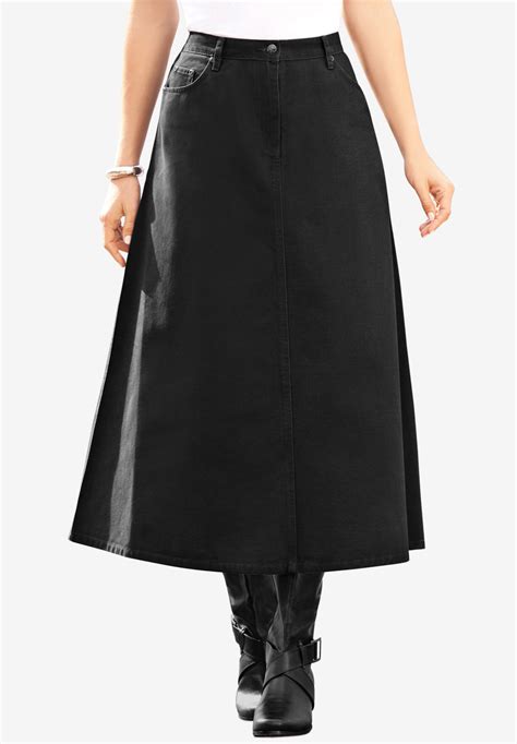 Roamans Womens Plus Size A Line Kate Skirt 100 Cotton Long Length