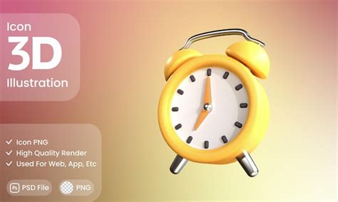 icône de réveil de rendu 3d au format de fichier psd psd premium