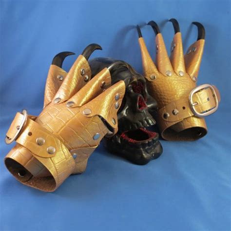 Bronze Scale Leather Gothic Steampunk Claw Gauntlets Gloves Leather