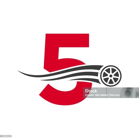 스포츠 자동차 편지 5 자동차 자동차 수리 로고 디자인 개념 운송 타이어 아이콘 벡터 템플릿 고무에 대한 스톡 벡터 아트 및 기타 이미지 Istock