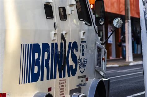 Brinks Armored Truck Parking On Street In Downtown Marilia City