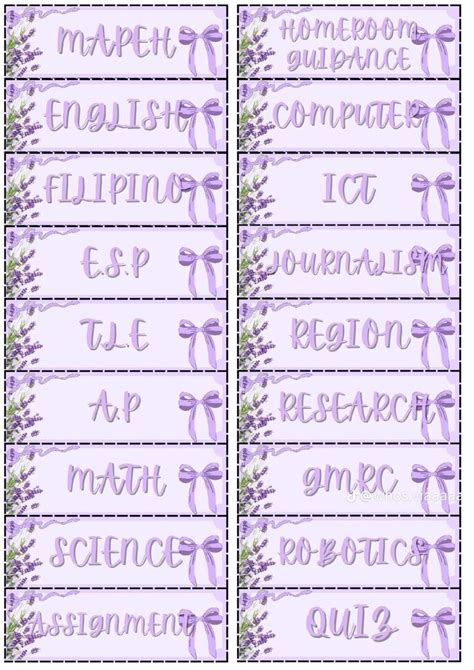 Subject Labels Free Printables Aesthetic