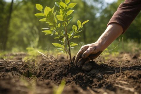 Planting Tree In Soil Work In Garden Generative AI Stock Illustration Illustration Of