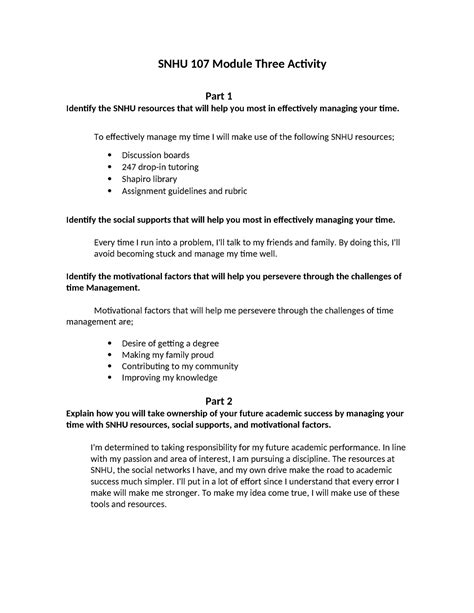 Snhu 107 Module 3 Assignment Snhu 107 Module Three Activity Part 1