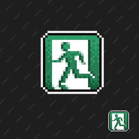 Premium Vector Exit Square Sign In Pixel Art Style
