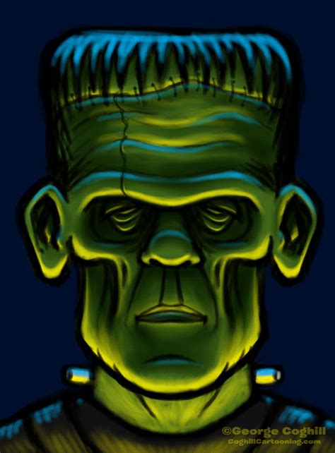 Frankenstein Monster Head Sketch 03 Coghill Cartooning Cartoon