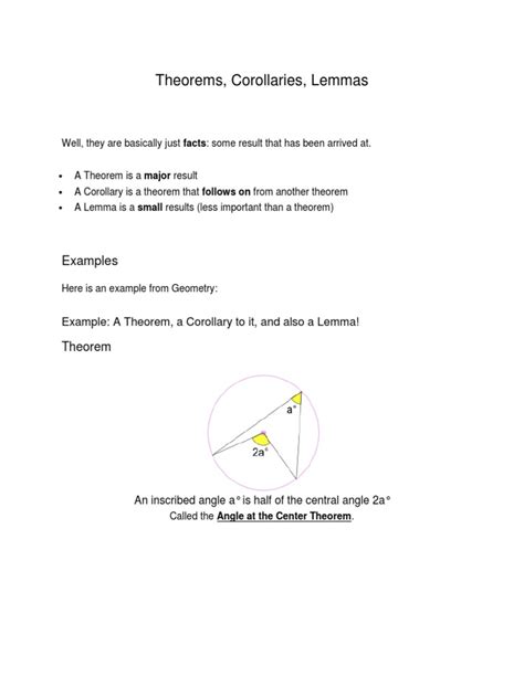 12 Theorems Corollaries And Lemmas Pdf Teaching Methods And Materials