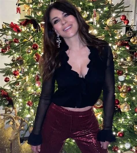 Liz Hurley Parades Cleavage In Sheer Top And Skintight Trousers In