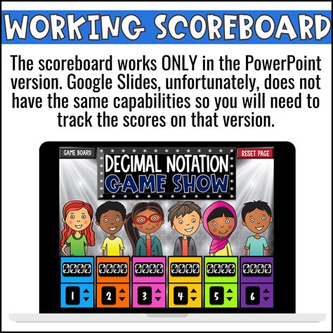 Decimal Notations Game Show 4th Grade Math Review Game 4 NF 6 4 NF