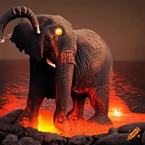 Elephant Drinking Lava On Craiyon