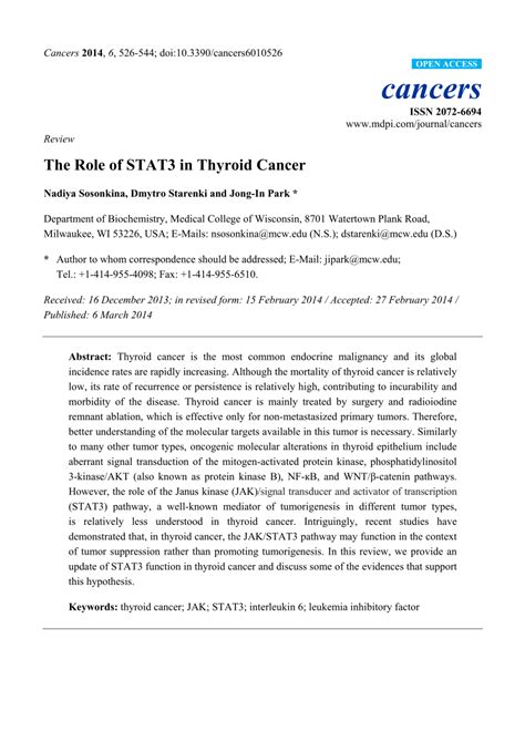 Pdf The Role Of Stat3 In Thyroid Cancer