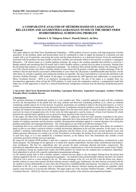 Pdf A Comparative Analysis Of Methods Based On Lagrangian Relaxation