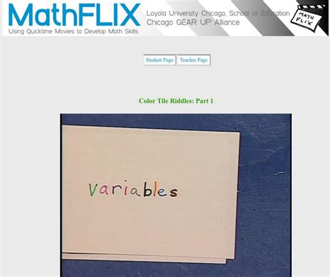 Math Flix Variables Color Tile Riddles 1 Instructional Video For Pre K