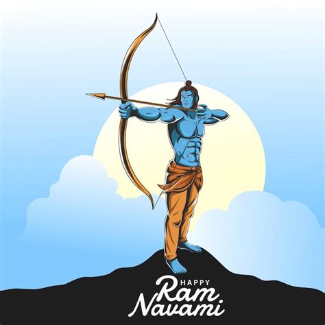 Premium Vector Illustration Of Lord Rama With Bow Arrow Happy Ram Navami