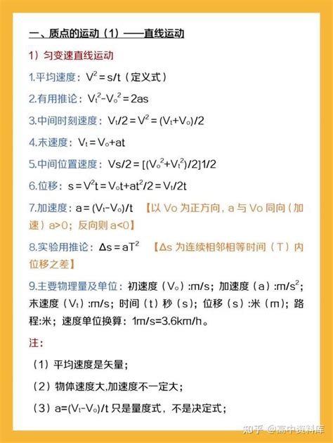 耗时3天！我将高中物理3年基础知识点，汇成13页，建议人手一份 知乎