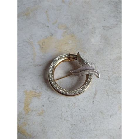 Jewelry Vintage Gold Silver Tone Circular Movable Brooch Pin Estate