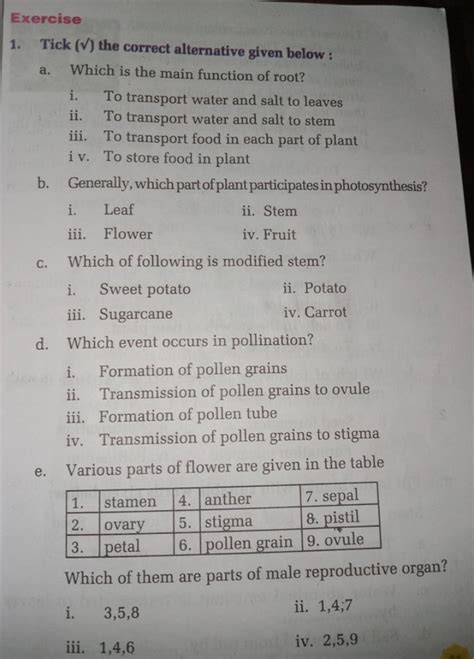 Exercise 1 Tick The Correct Alternative Given Below A Which Is Th