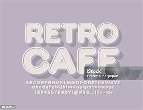 벡터 트렌디 한 기호 복고풍 카페 흰색 글꼴입니다 크리에이티브 알파벳 세트 개념에 대한 스톡 벡터 아트 및 기타 이미지 개념 고급 고풍스런 Istock