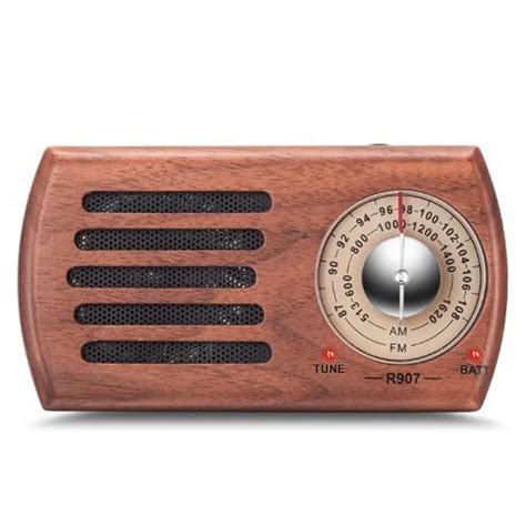 Am Fm 휴대용 라디오 레트로 우드 포켓 라디오 최고의 수신 헤드폰 잭 배터리 작동 포함되지 않음 라디오
