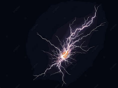 Lightning In The Night Sky Thunder Strike Light Effect Vector
