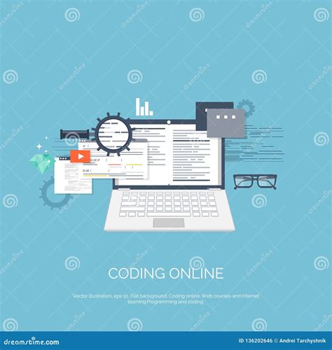 Vector Illustration Flat Computing Background Programmingcoding Web Development And Search