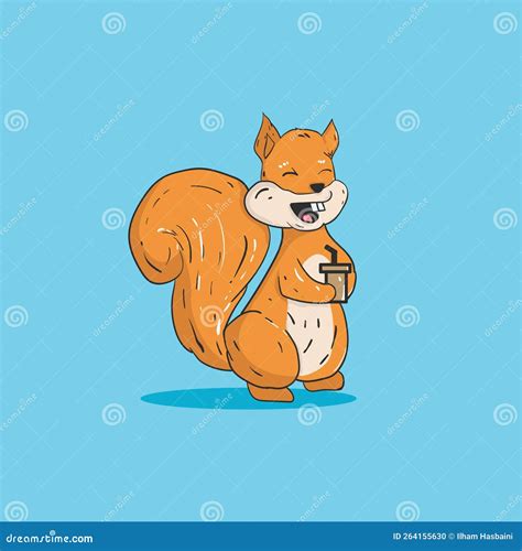 Squirrel Drinking Stock Illustration Illustration Of Happy 264155630