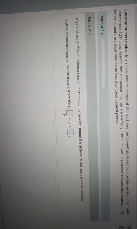 Solved Lifetime Of Electronics In A Simple Random Sample Of Chegg