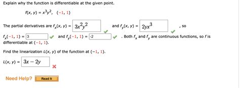 solved explain why the function is differentiable at the