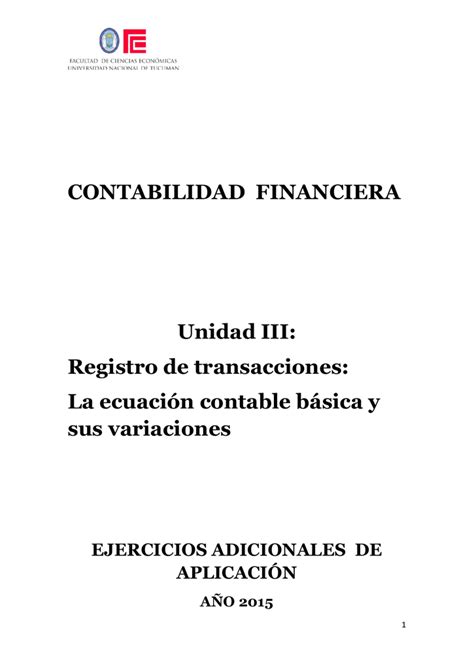 CONTABILIDAD FINANCIERA Unidad III Registro De Transacciones