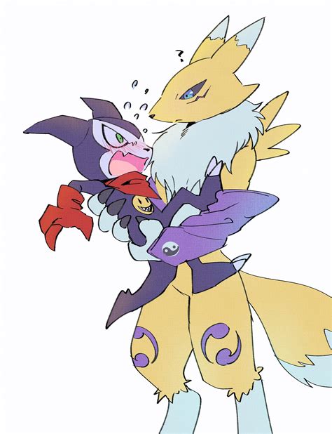 Renamon And Impmon Digimon Drawn By Ramuneb Danbooru