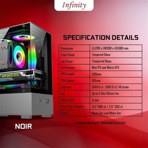 CASING INFINITY NOIR BLACK MATX GAMING CASE FREE 3 FAN Toko Komputer Surabaya Rakit PC Gaming
