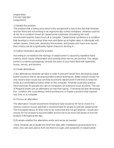 Assignment 6 Anabell Miller F20 Hsc1000 Assignment 6 1 Identify The Problem The Problem That