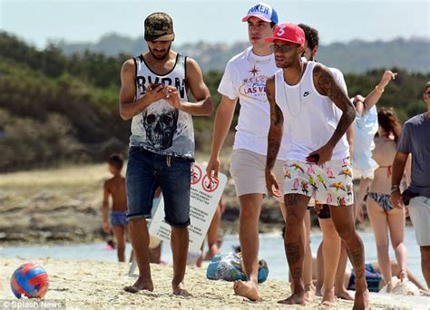 Shirtless Neymar Hits Beach With Stunning Blonde In Ibiza Daily Mail
