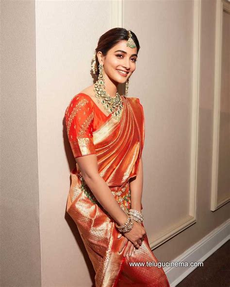 Pooja Hegde Looks Stunning In A Silk Saree Telugu Cinema