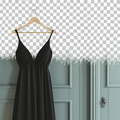 A Black Dress Hangs On A Hanger With The Word T On It Premium AI