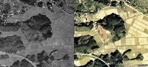 大泣きお猿 On Twitter 鶴岡市西目の地すべり（がけ崩れ？）の空中写真 地理院地図 1965年頃（開発前）と1975年頃（開発中