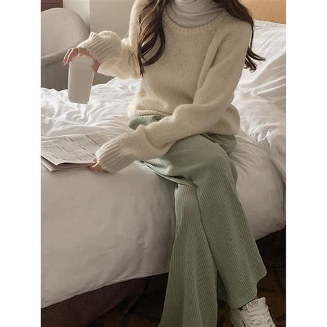 모니 골지 와이드 일자핏 밴딩 팬츠 앨리앤유