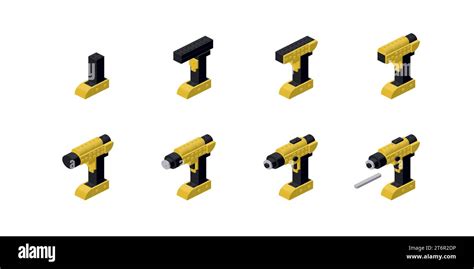 Step By Step Instructions For Assembling The Drill Vector Stock Vector