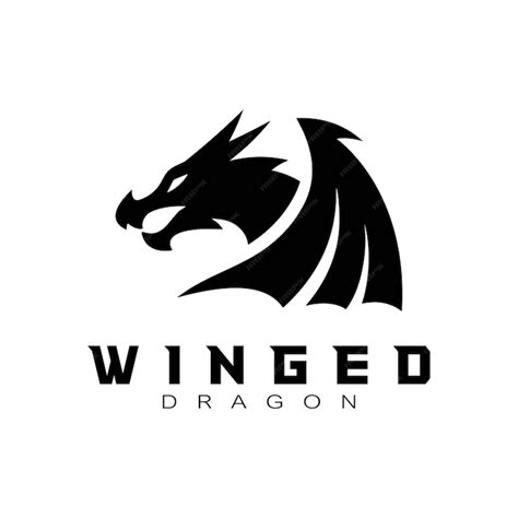 Premium Vector Dragon Head Wing Wyvern Silhouette Logo Design Winged