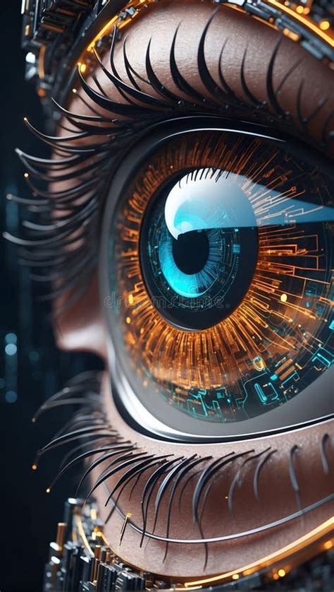 Cybernetic Vision A Futuristic Gaze Into The Digital Realm Ai Generate Stock Illustration